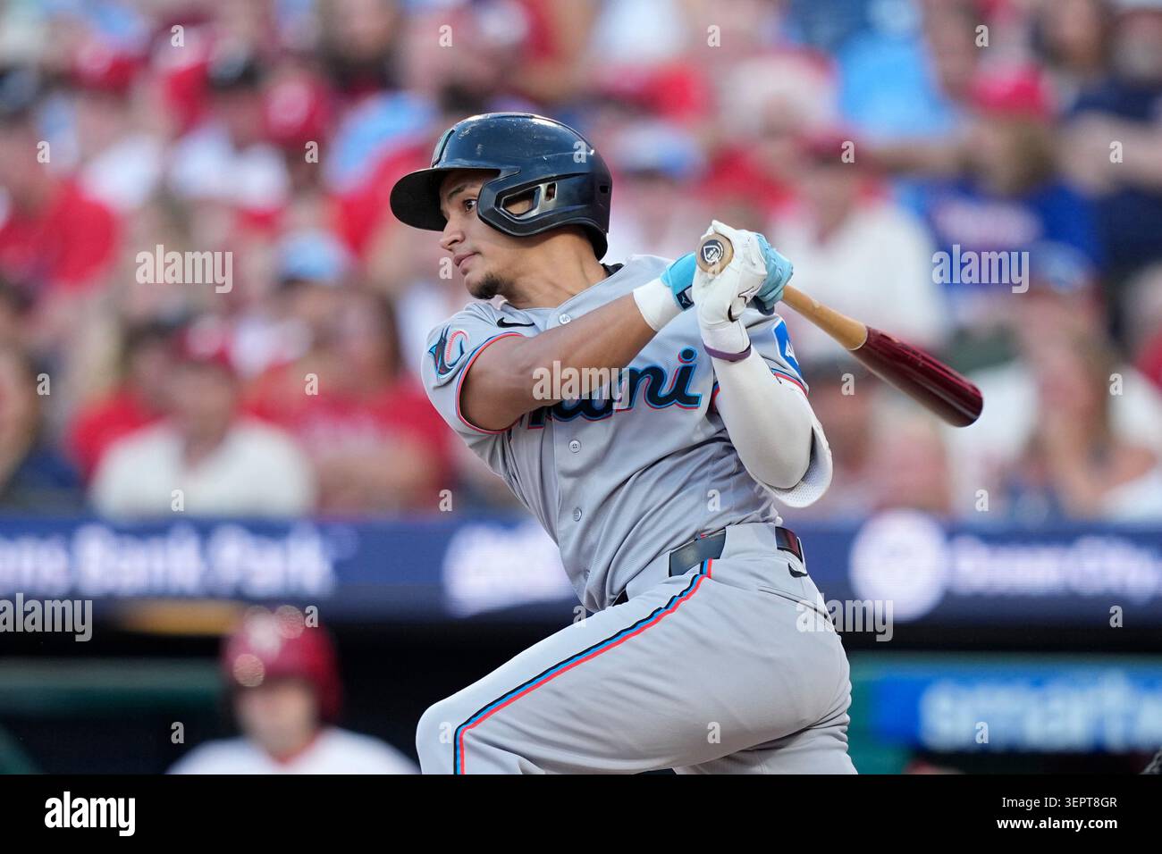 Miami Marlins' Javier Sanoja plays during a baseball game Monday, June ...
