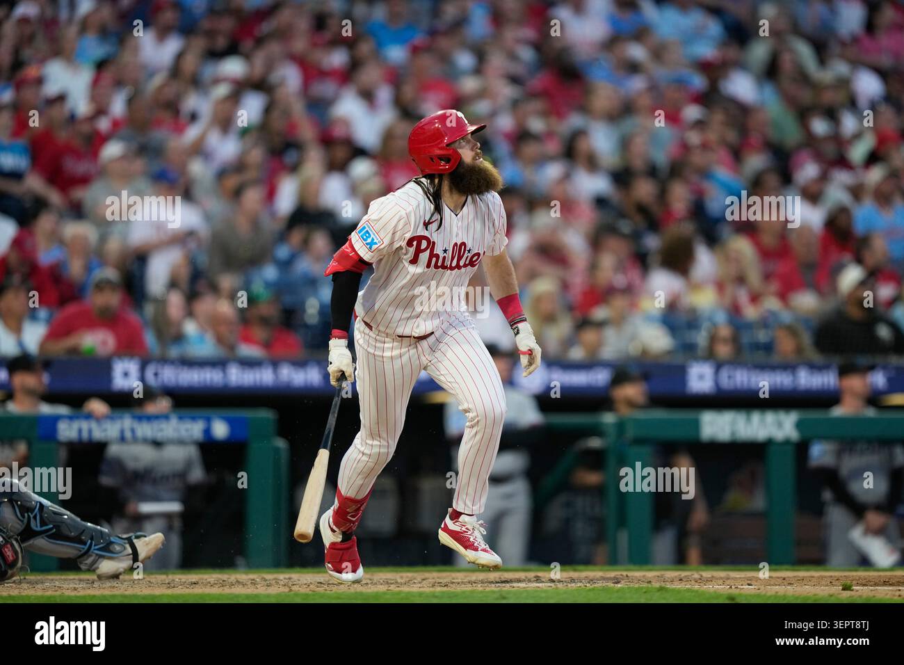 Philadelphia Phillies' Brandon Marsh plays during a baseball game ...