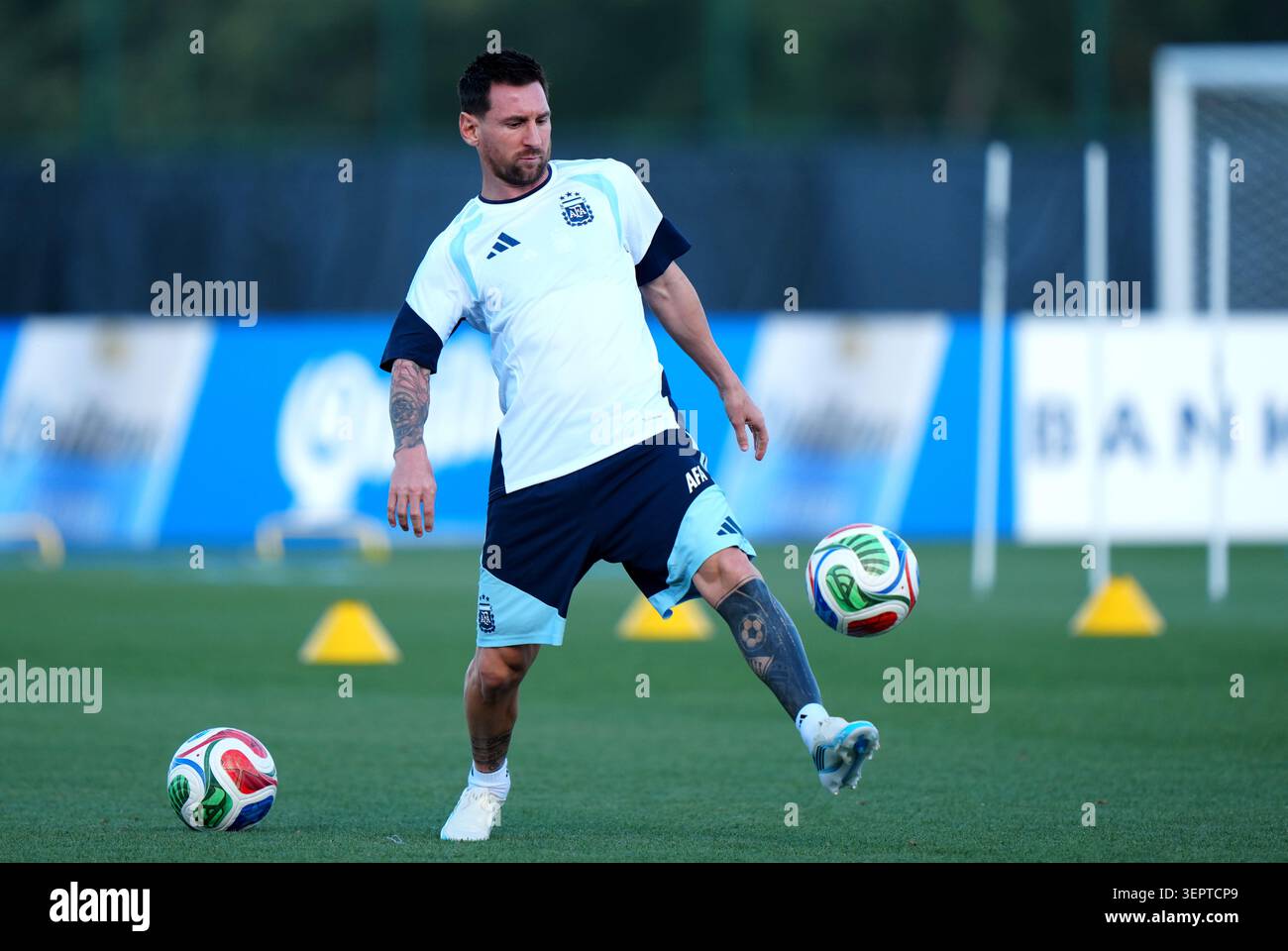 Argentina's Lionel Messi during a training session at the Sporting KC ...