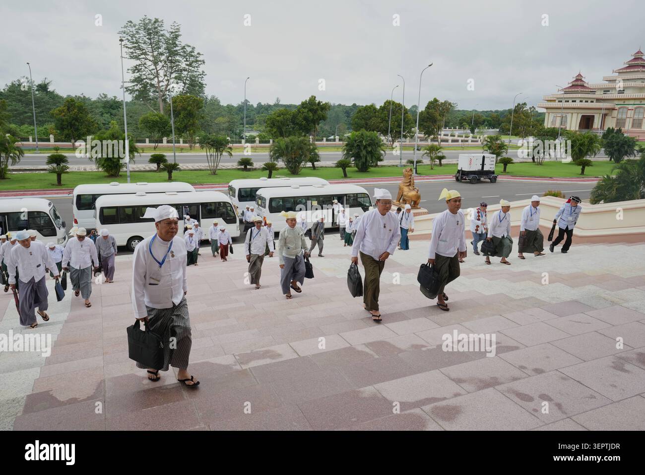 Myanmar lawmakers arrive to attend a regular session of the Union ...