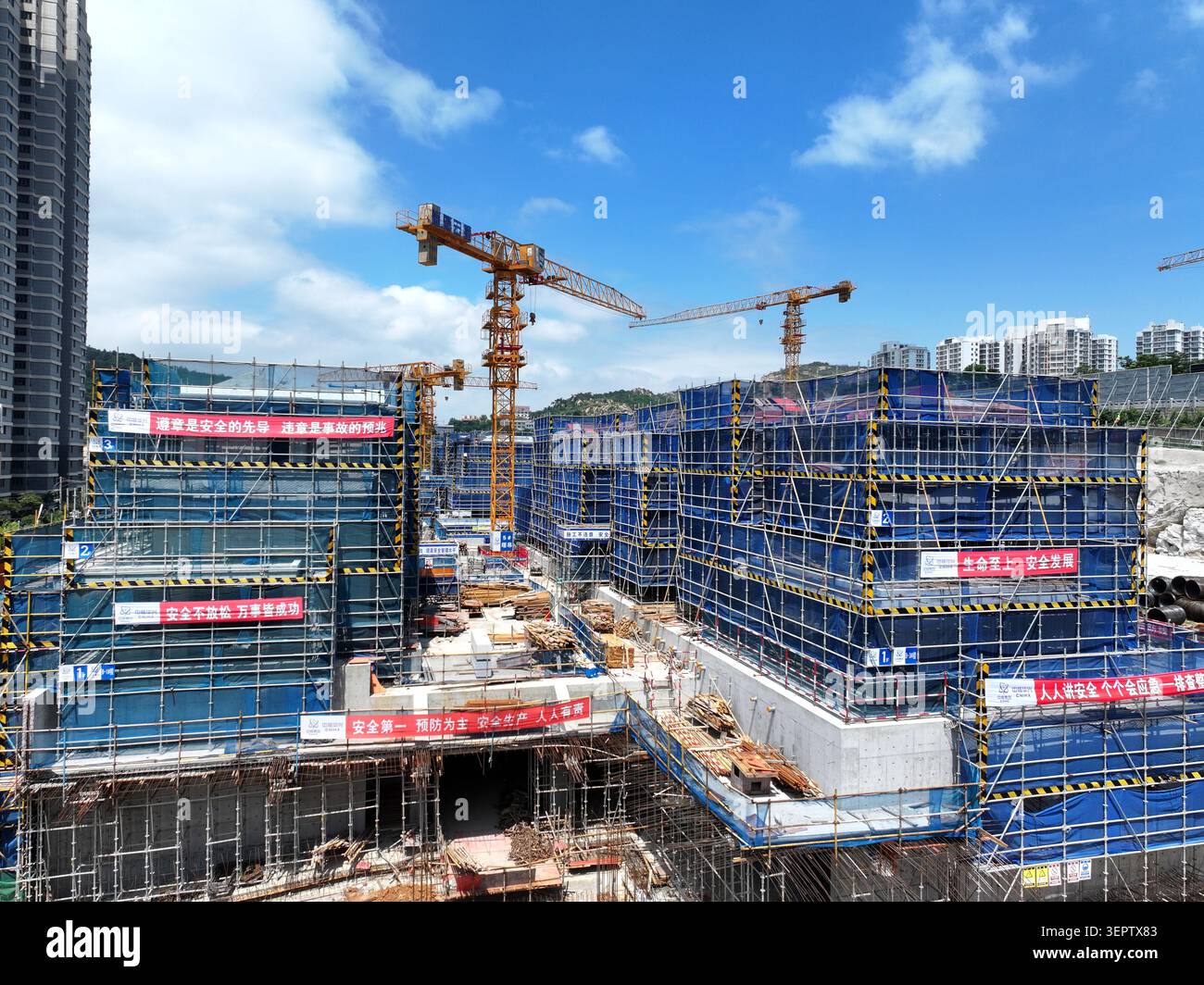 A newly-built residential complex is seen in Lianyungang District, east ...