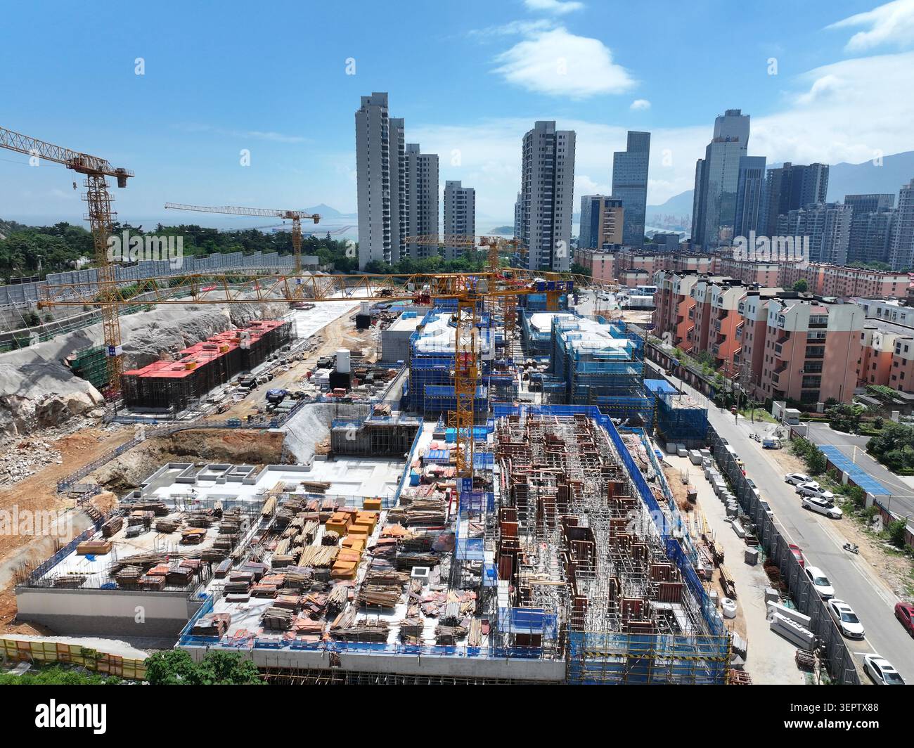 A newly-built residential complex is seen in Lianyungang District, east ...