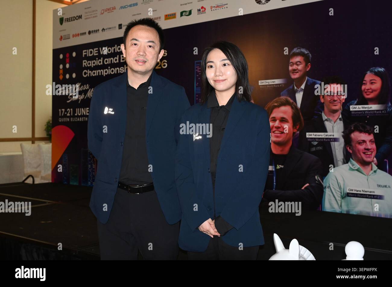 Lei Tingjie(R), a Chinese player posing photo at FIDE World Team Rapid ...