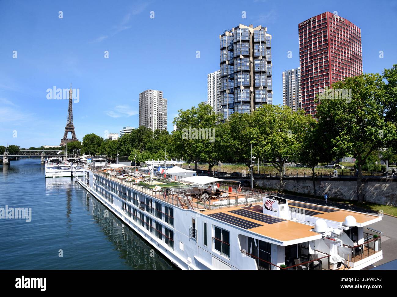 View of the Eiffel Tower and Beaugrenelle in Paris, France on June 14 ...