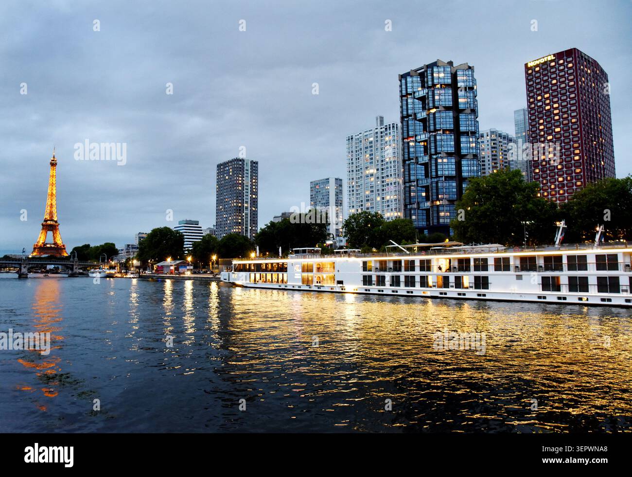 View of the Eiffel Tower and Beaugrenelle in Paris, France on June 14 ...