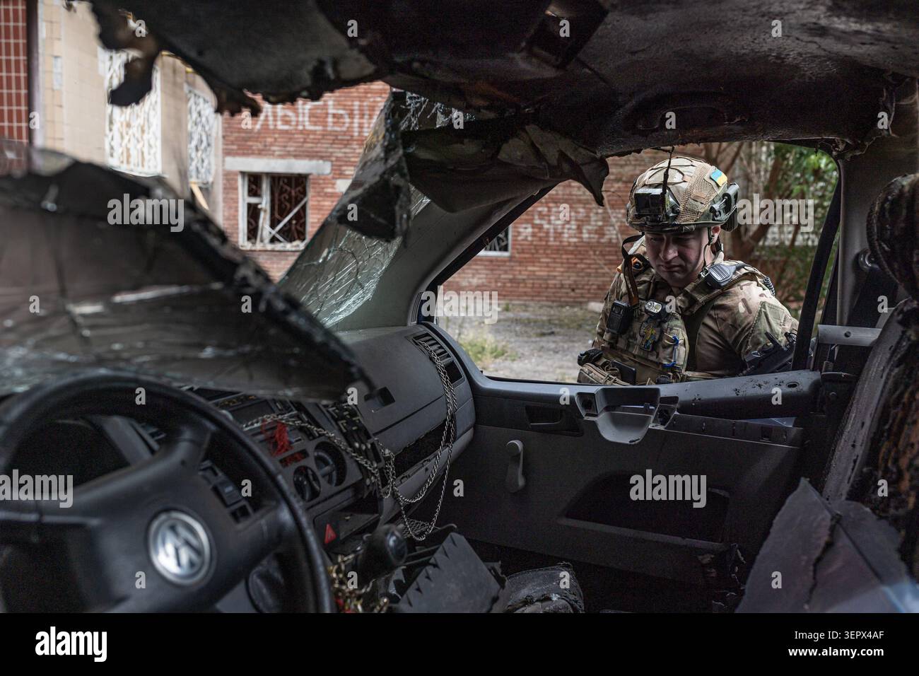 Druzhkivka, Ukraine. 15th June, 2026. A police officer seen standing ...