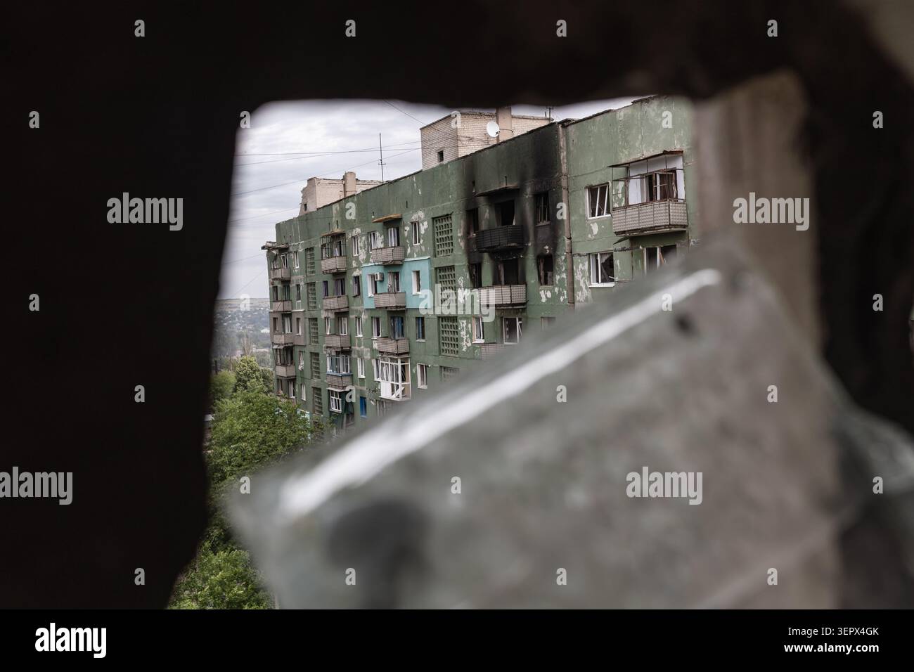 Druzhkivka, Ukraine. 15th June, 2026. A building seen damaged following ...