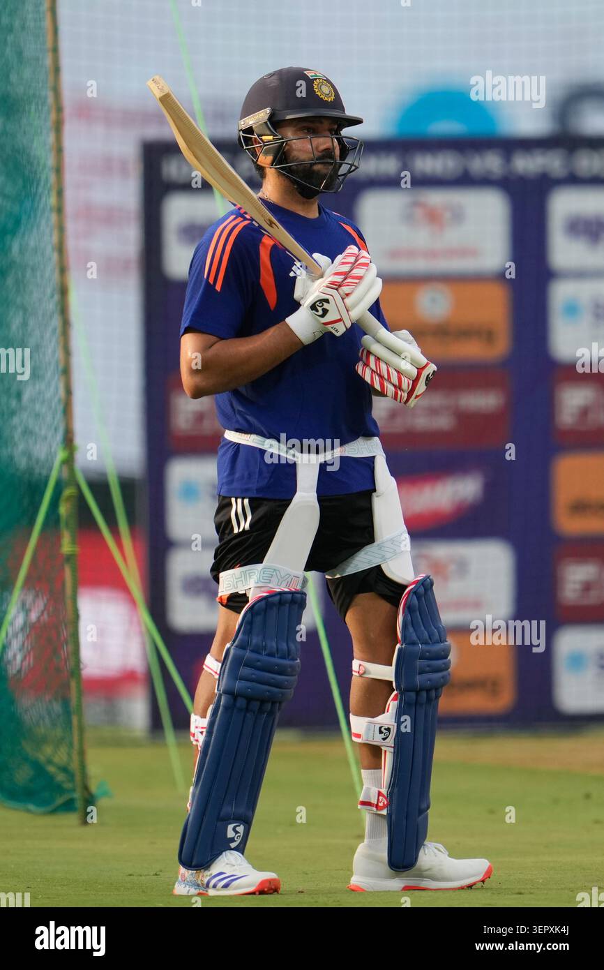 India's Rohit Sharma attends a training session ahead of the second one ...