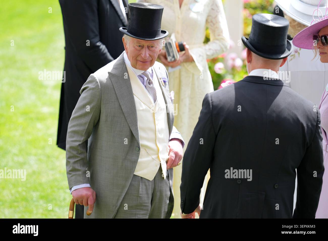 Britain's King Charles III arrives on the first day of the Royal Ascot ...