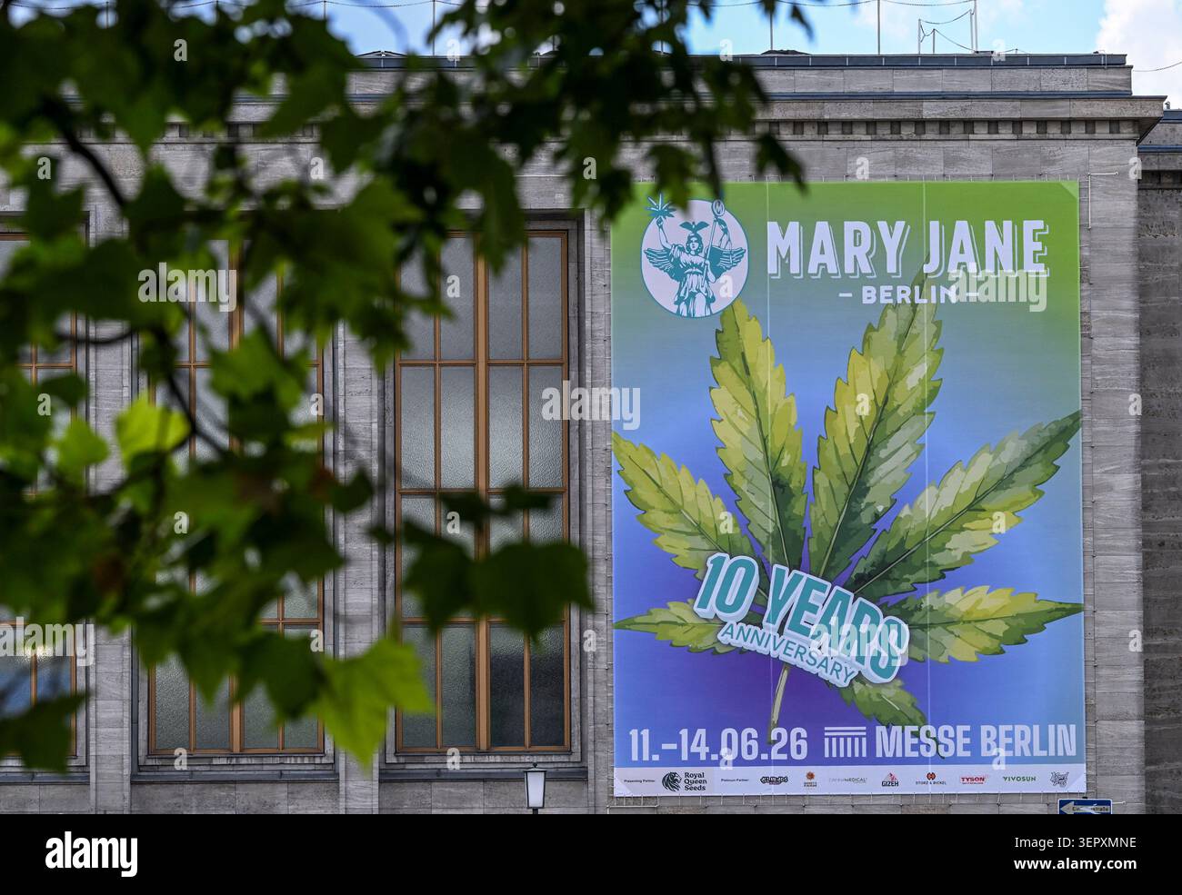 11 June 2026, Berlin: A poster for the ·Mary Jane Berlin· cannabis fair ...