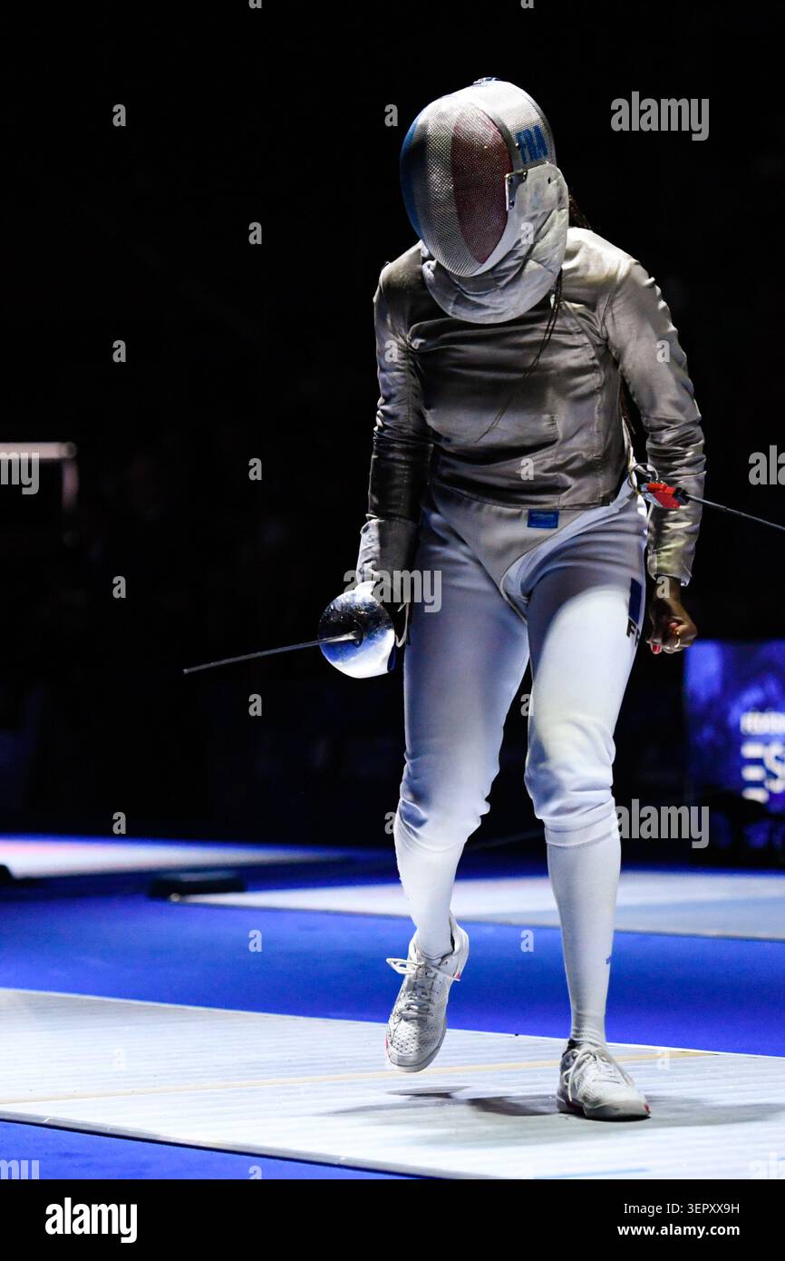 Sarah NOUTCHA of France celebrates during 2026 European Fencing ...