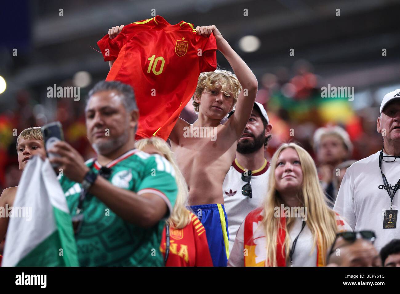 A young Spain fan before the FIFA World Cup Group H match between Spain ...