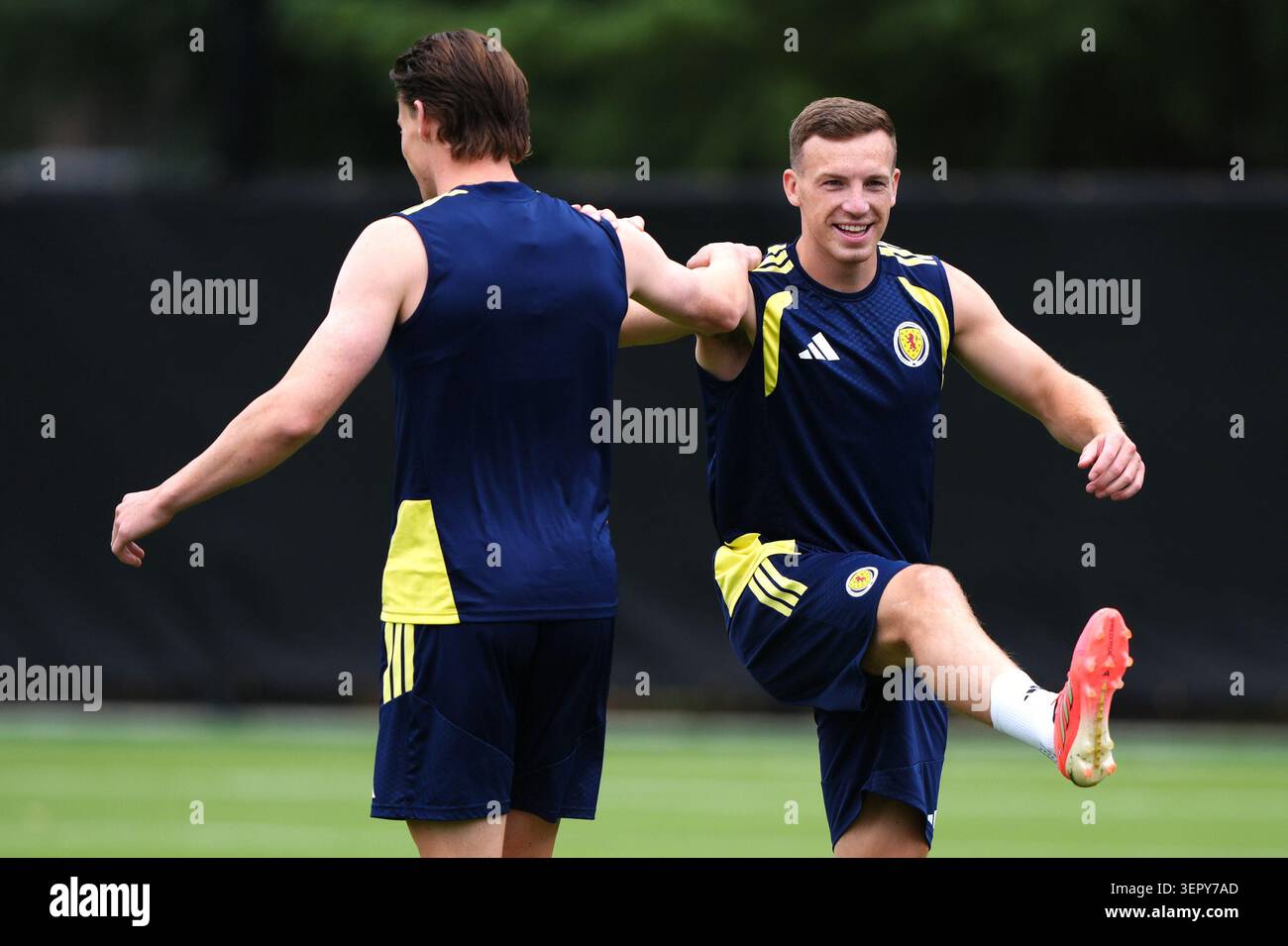 Scotland's Lewis Ferguson (right) during a training session at the ...