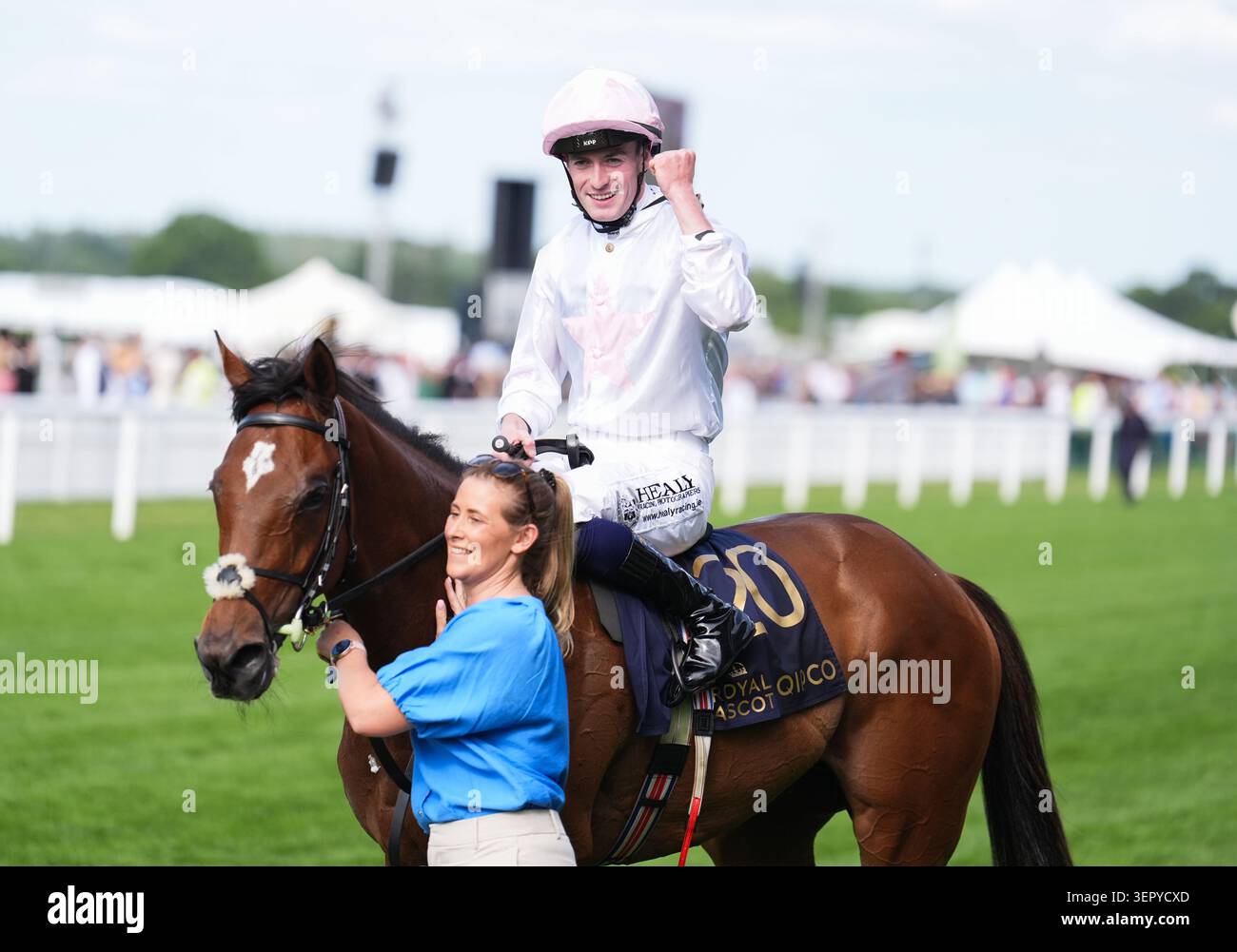 Joey Sheridan aboard Kizlyar after winning the Ascot Stakes on day one ...