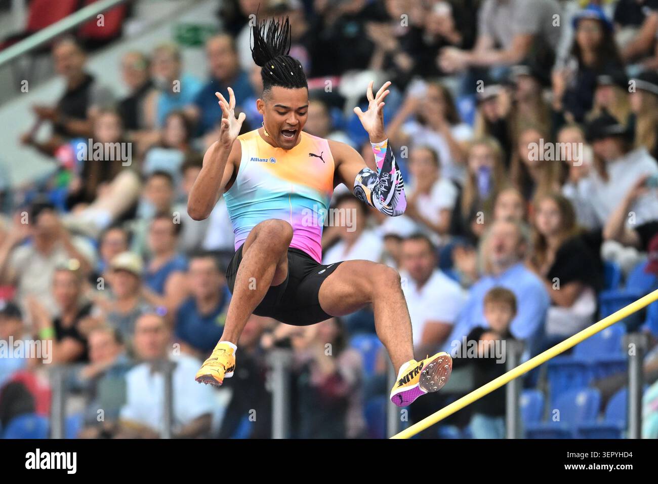 Emmanouil Karalis of Greece reacts after failing to clear a height ...