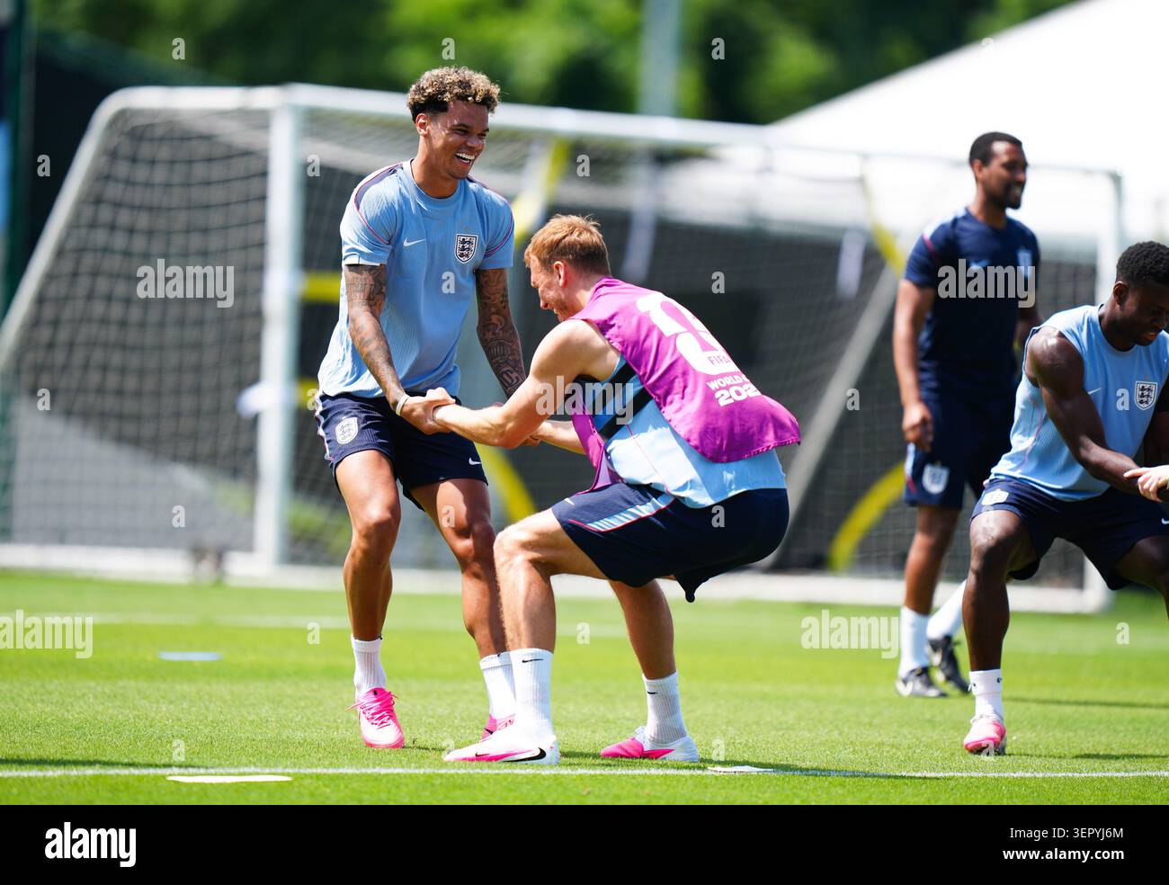 England's Nico O'Reilly and Dan Burn during a training session at Swope ...