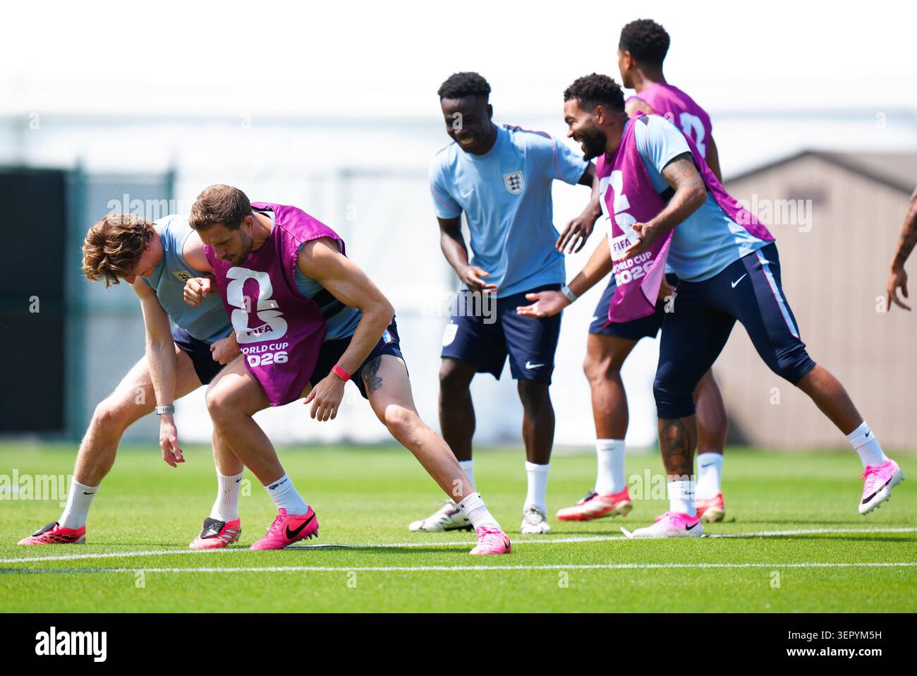 England's Jordan Henderson and Anthony Gordon during a training session ...