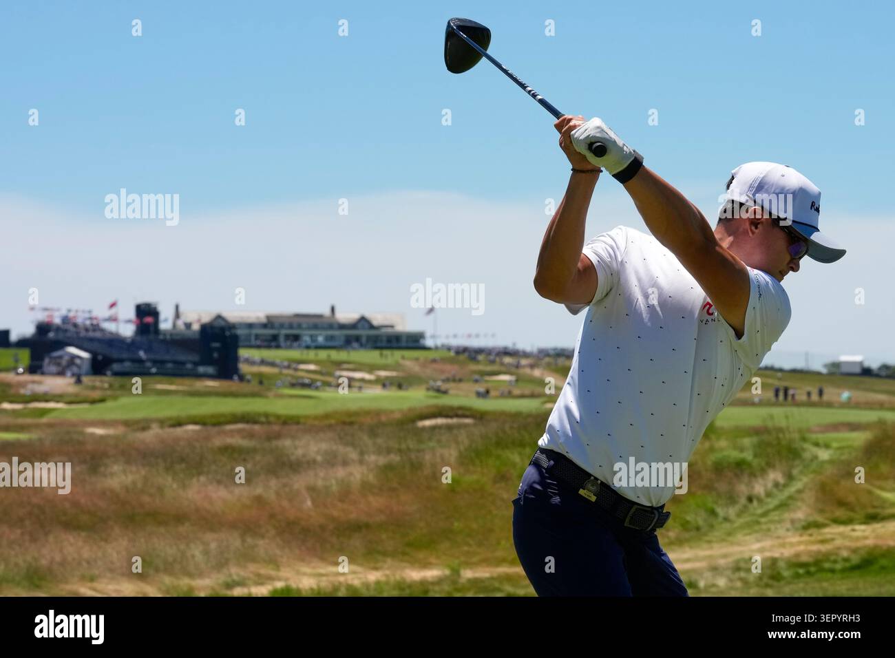 T.K. Kim hits his tee shot on the 16th hole during a practice round for ...