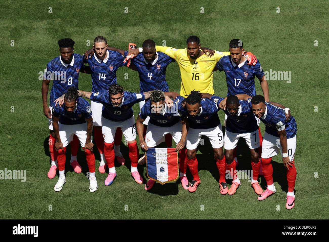 France's players pose before the World Cup Group I soccer match between ...