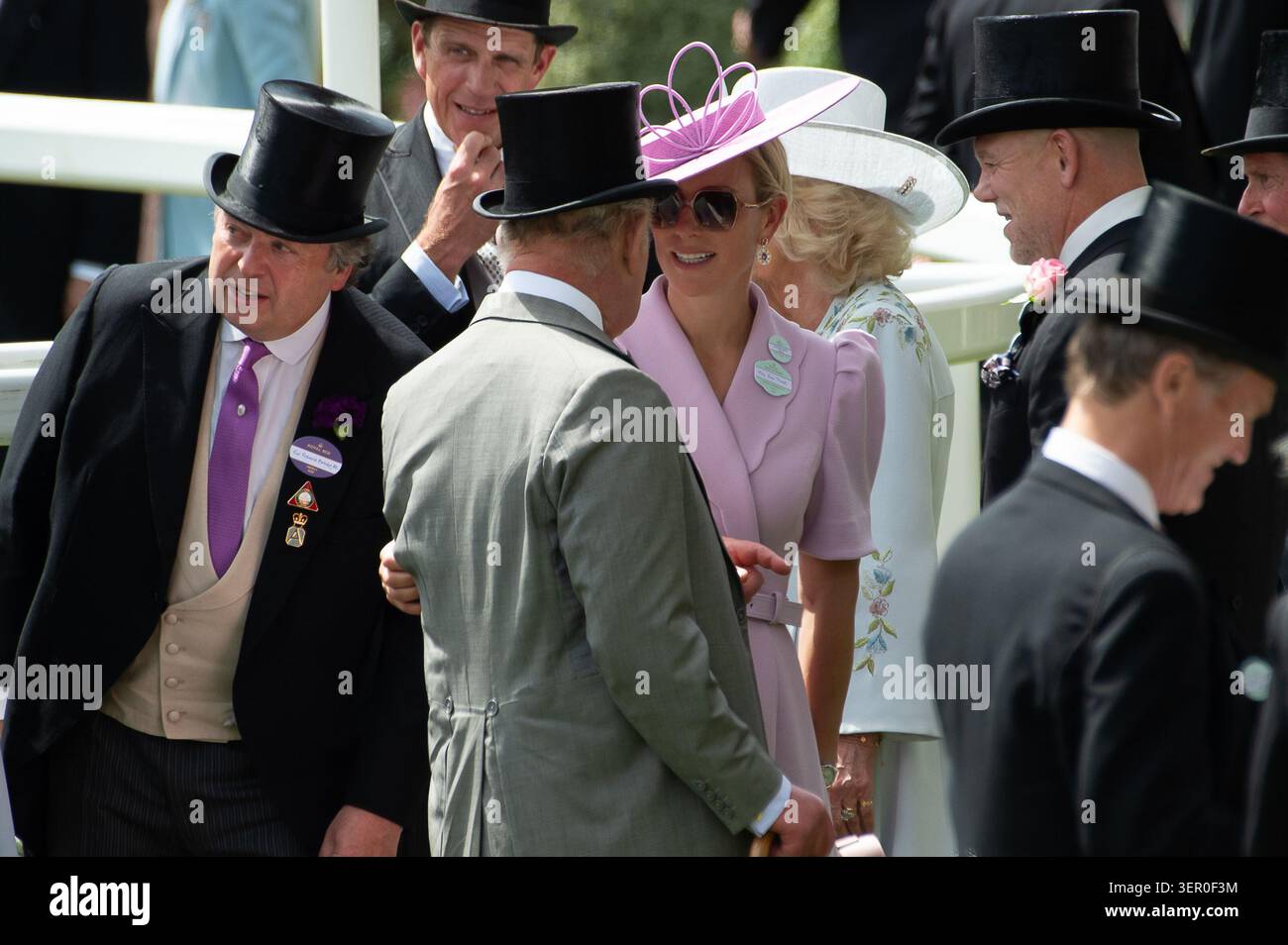 Zara Tindall and her husband Mike Tindall, chat to King Charles III in ...