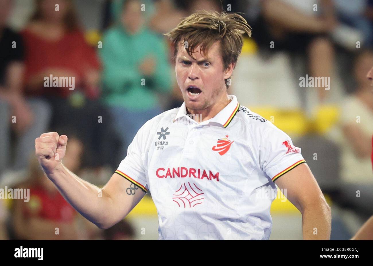 Belgium's Tom Boon celebrates during a hockey game between Belgian ...
