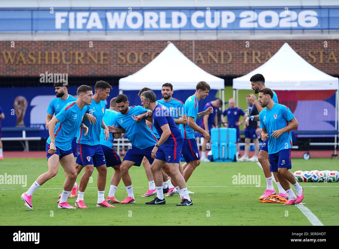 Croatia players participate in a training session ahead of their World ...
