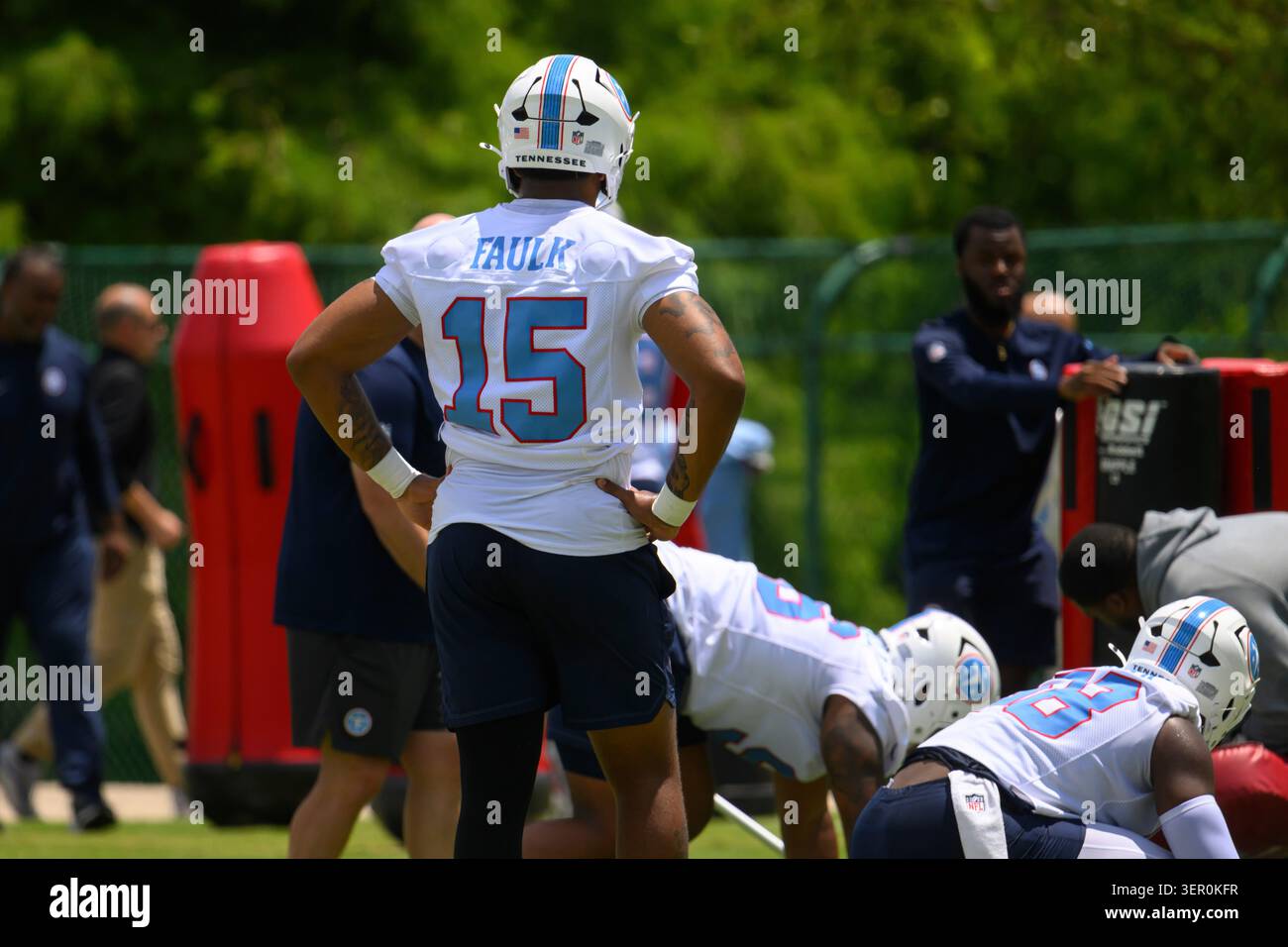 Tennessee Titans defensive end Keldric Faulk attends NFL football ...