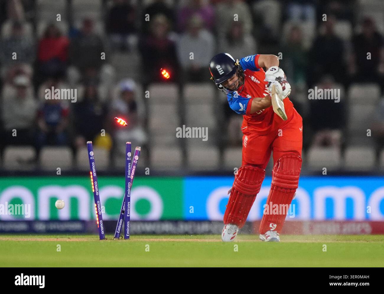 England's Alice Capsey is bowled by Ireland's Orla Prendergast during ...