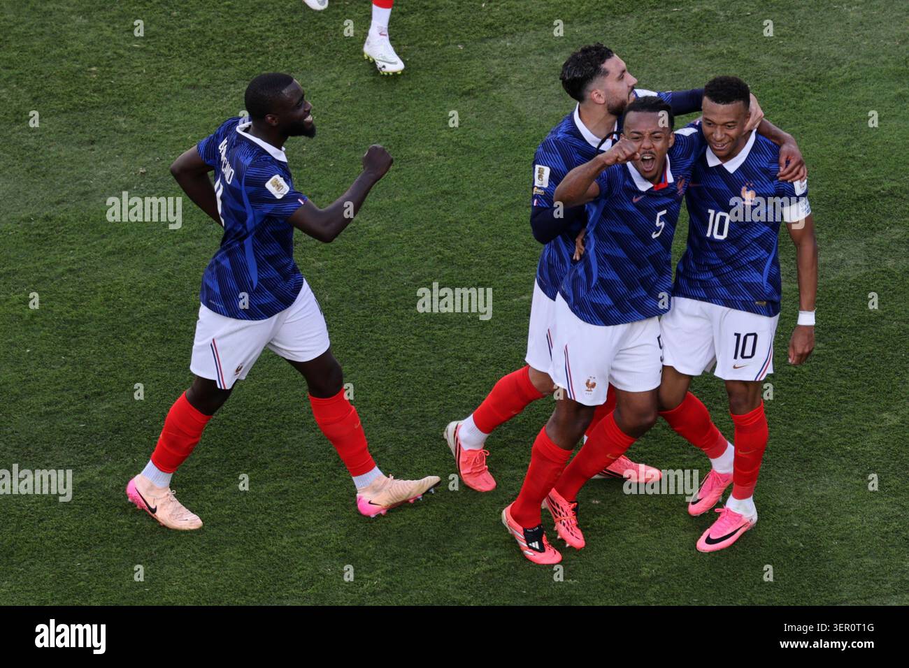France's players celebrate after scoring during the World Cup Group I ...