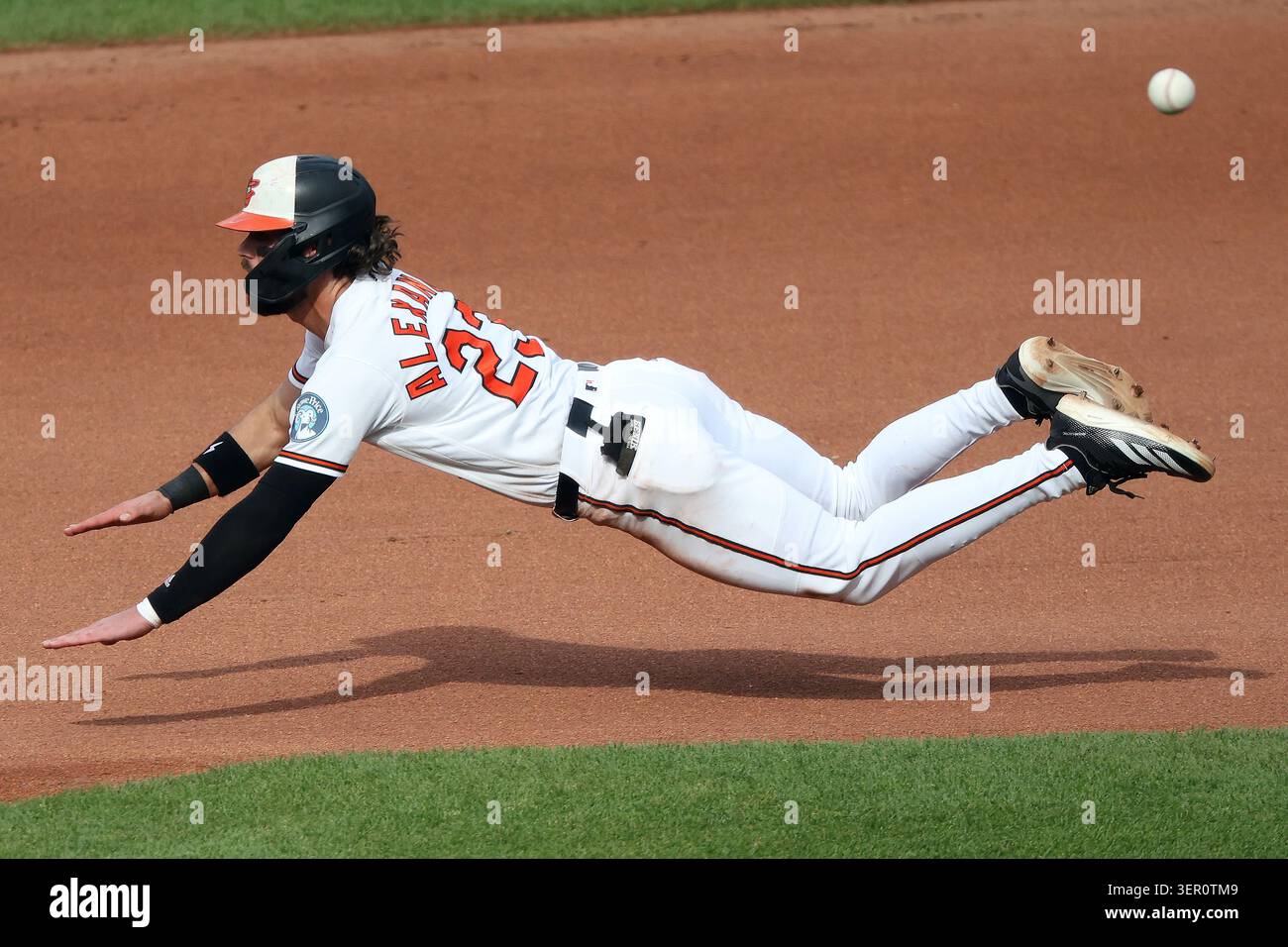 Baltimore Orioles' Blaze Alexander dives toward second base during the ...