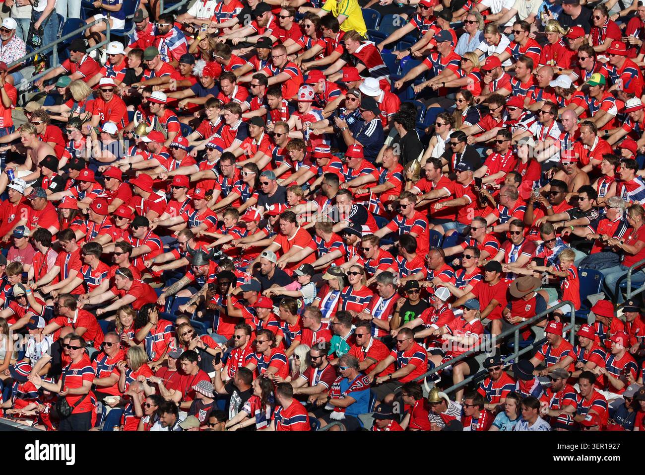 Norway fans row during the World Cup Group I soccer match between Iraq ...