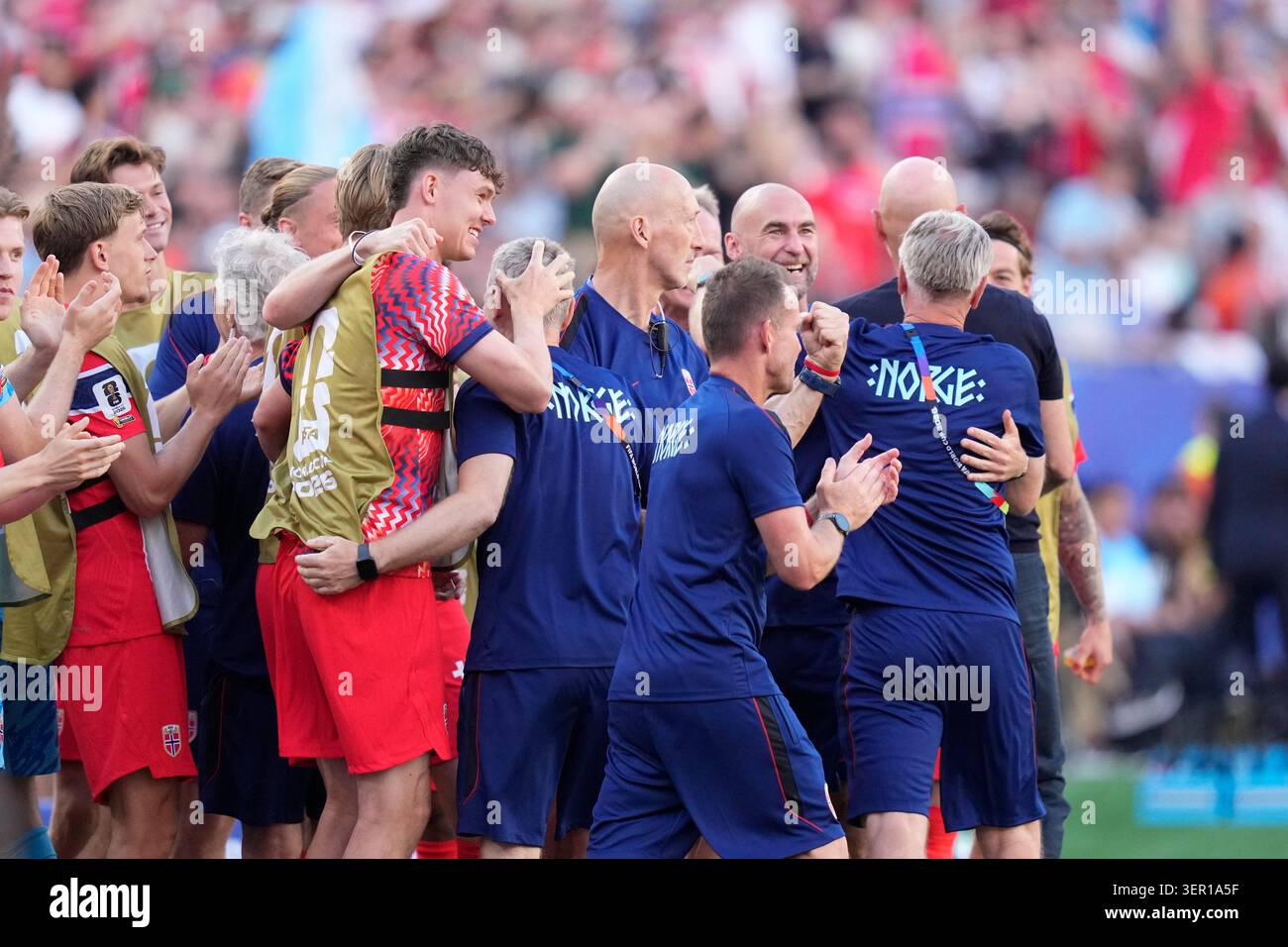 Norway's players celebrate after Erling Haaland (9) scored the opening ...