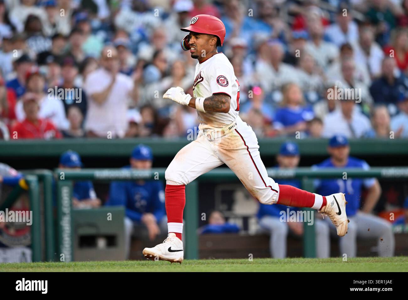 Washington Nationals' Nasim Nuñez heads to home for a score during the ...
