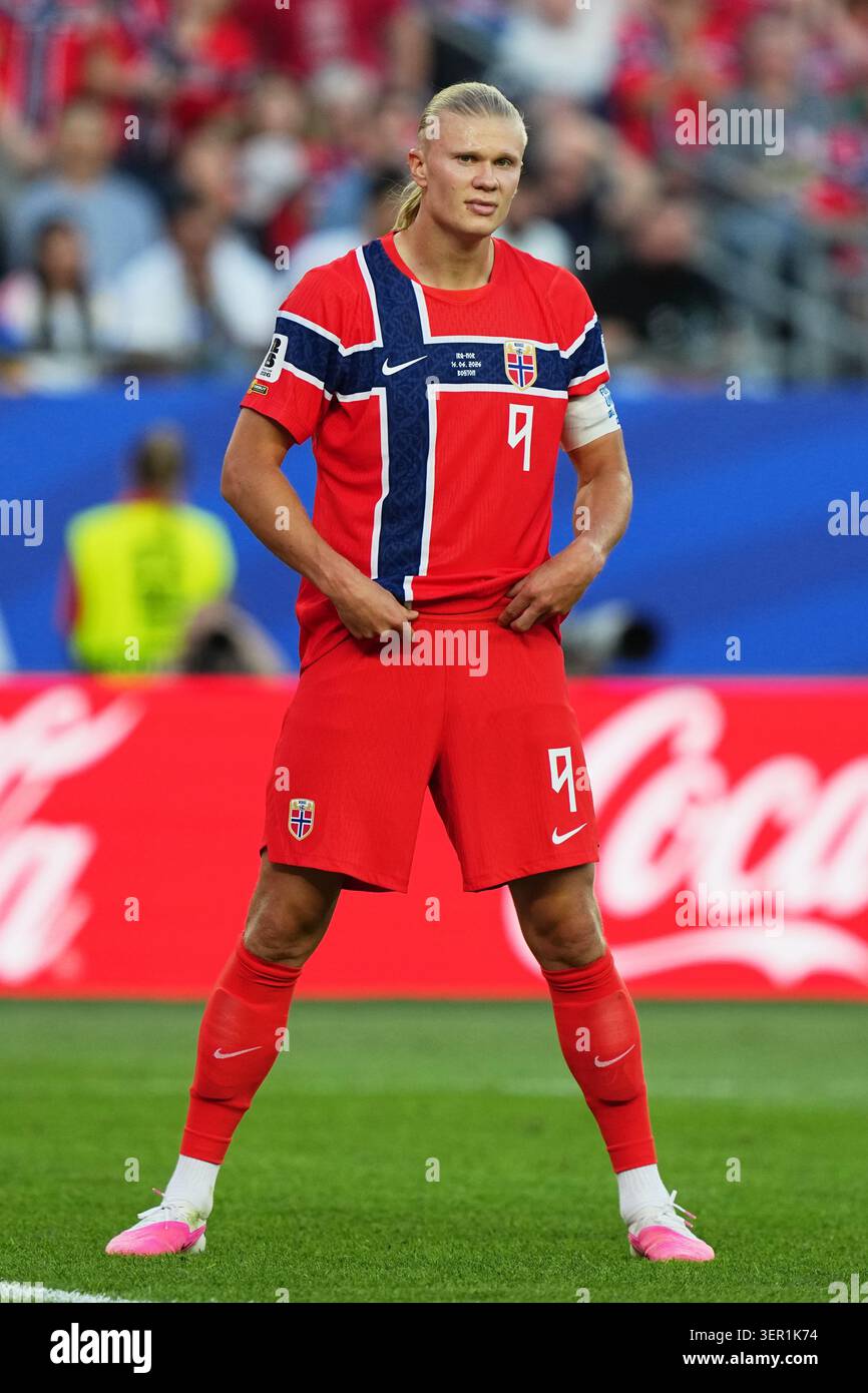 Norway's Erling Haaland stands on the pitch during the World Cup Group ...