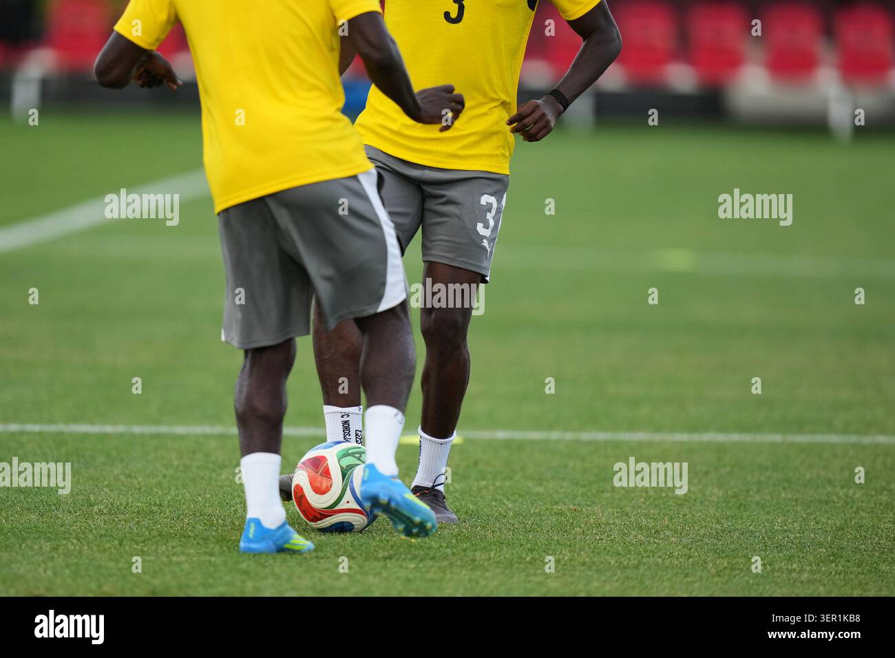 Ghana players work out during a training session on the eve of the team ...