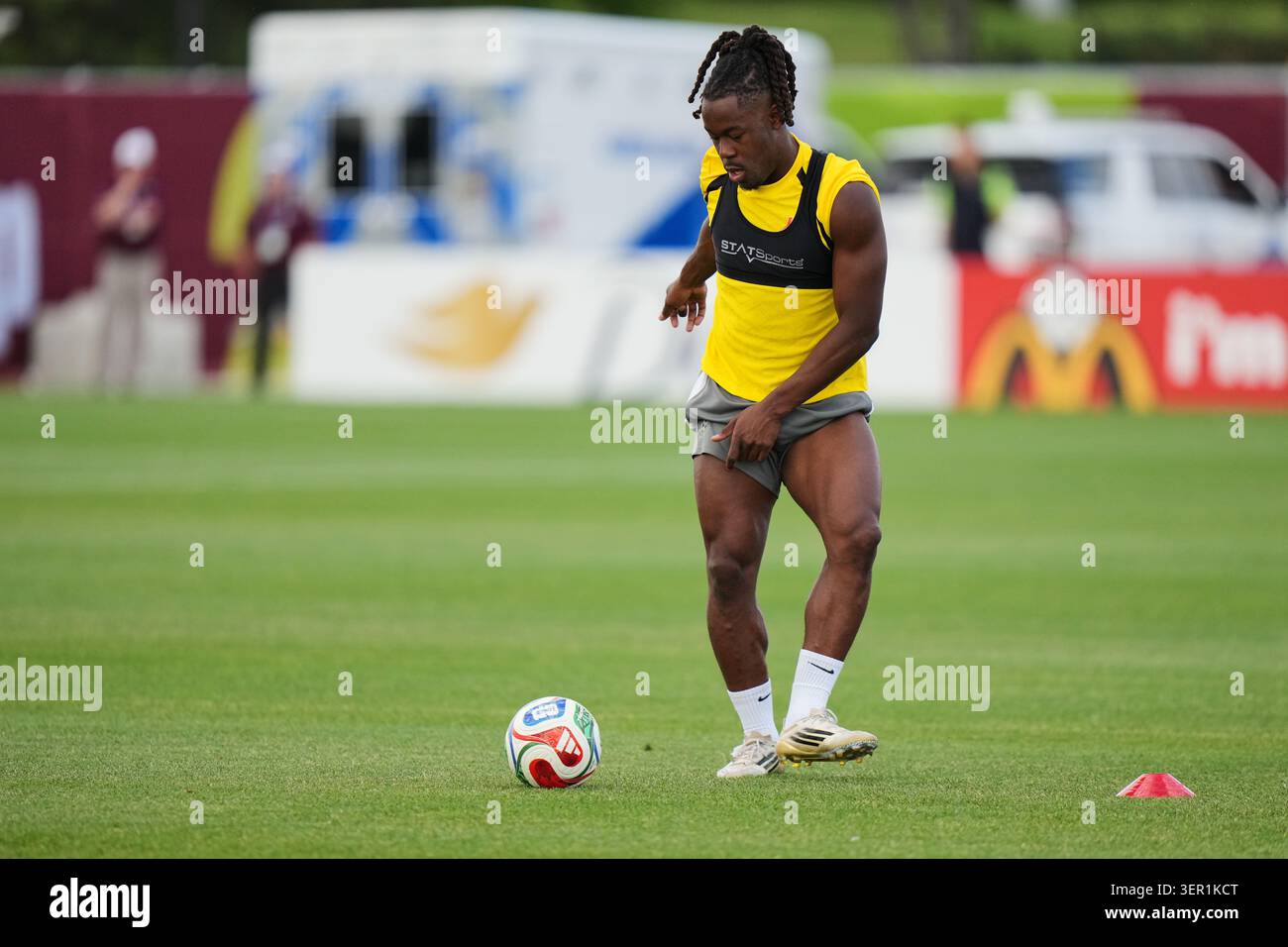 Ghana's Brandon Thomas-Asante works out during a training session on ...