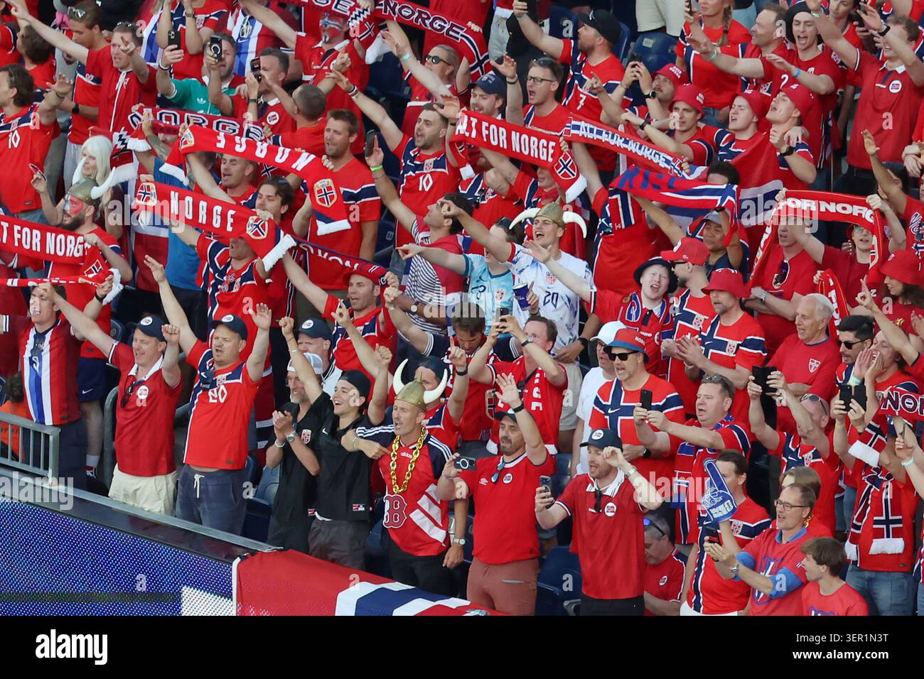 Norway fans cheer after a win during the World Cup Group I soccer match ...