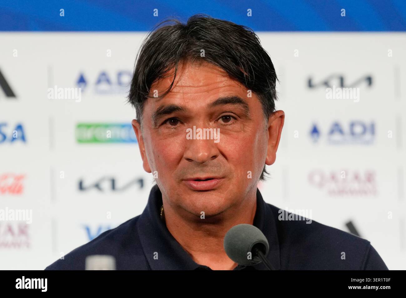 Croatia head coach Zlatko Dalic participates in a news conference ahead ...