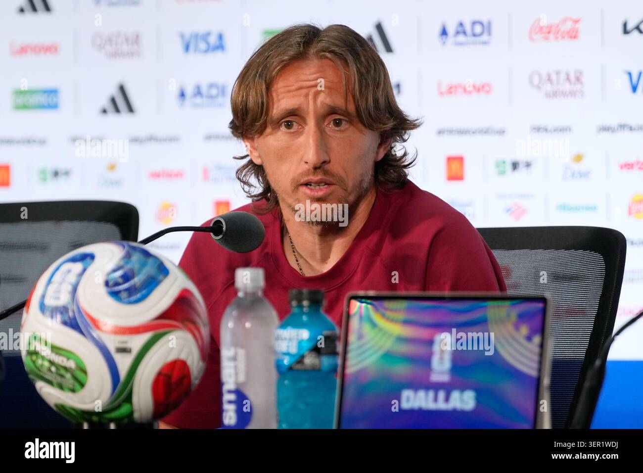 Croatia's Luka Modric participates in a news conference ahead of his ...