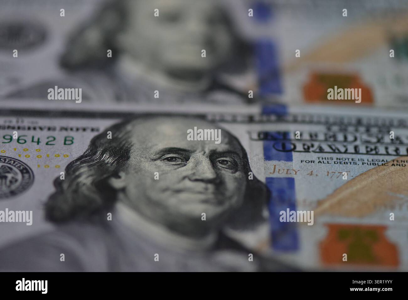 FUYANG, CHINA - JUNE 17, 2026 - The US dollar banknotes captured in ...
