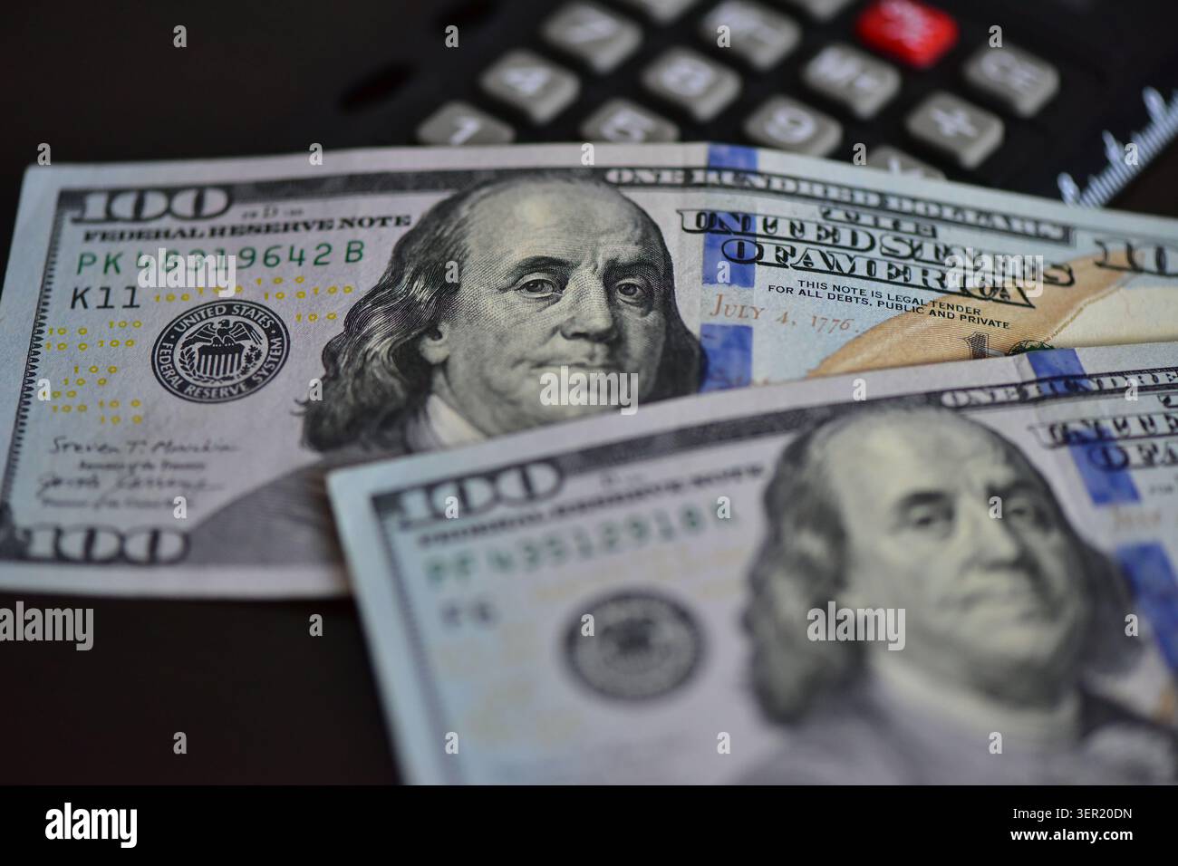 FUYANG, CHINA - JUNE 17, 2026 - The US dollar banknotes captured in ...
