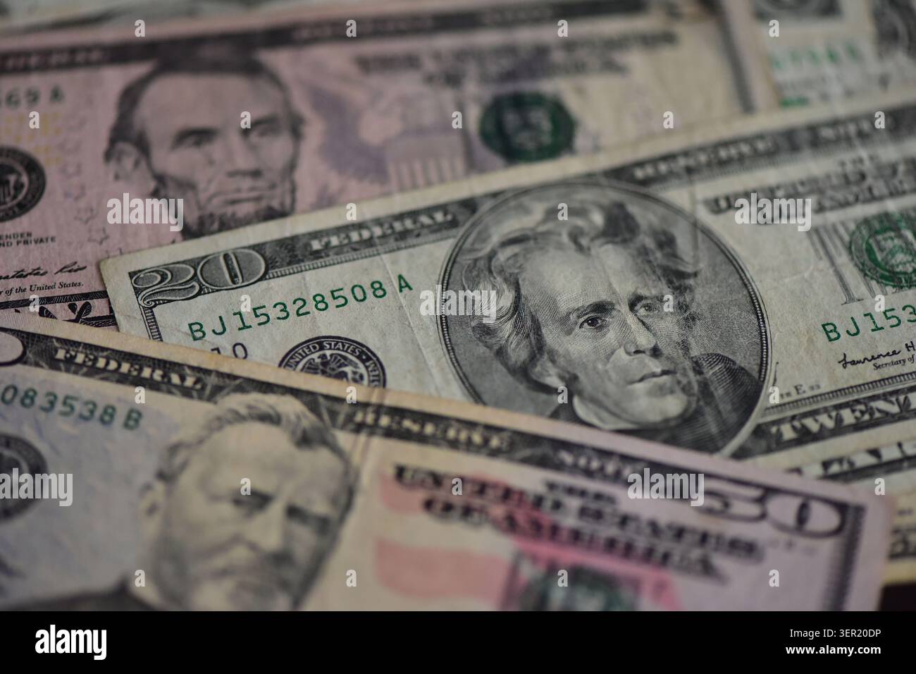 FUYANG, CHINA - JUNE 17, 2026 - The US dollar banknotes captured in ...