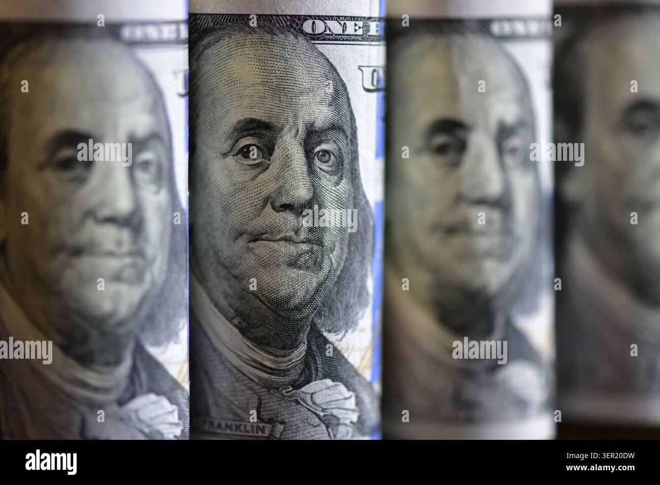 FUYANG, CHINA - JUNE 17, 2026 - The US dollar banknotes captured in ...