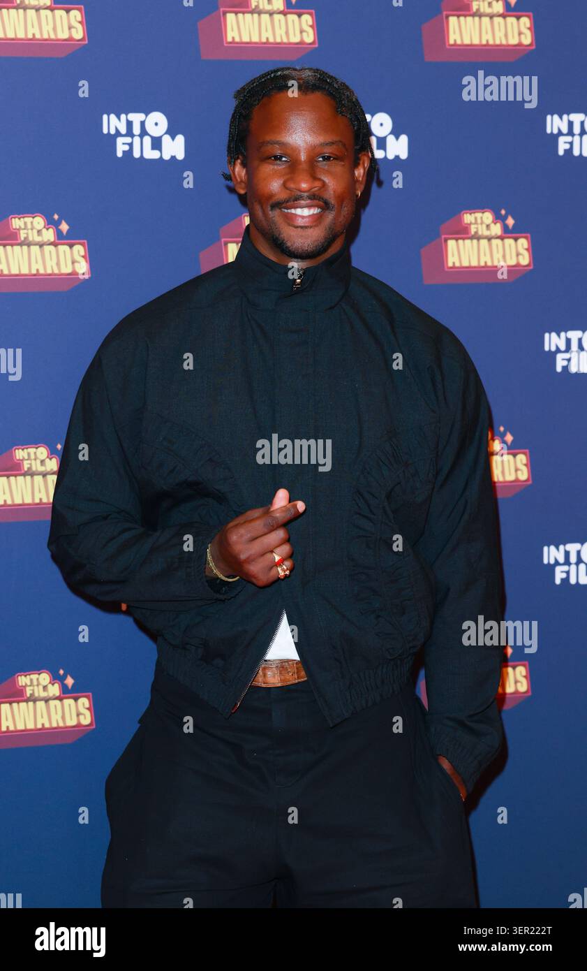 Akinola Davies Jr. seen attending the Into Film Awards 2026 at Odeon ...