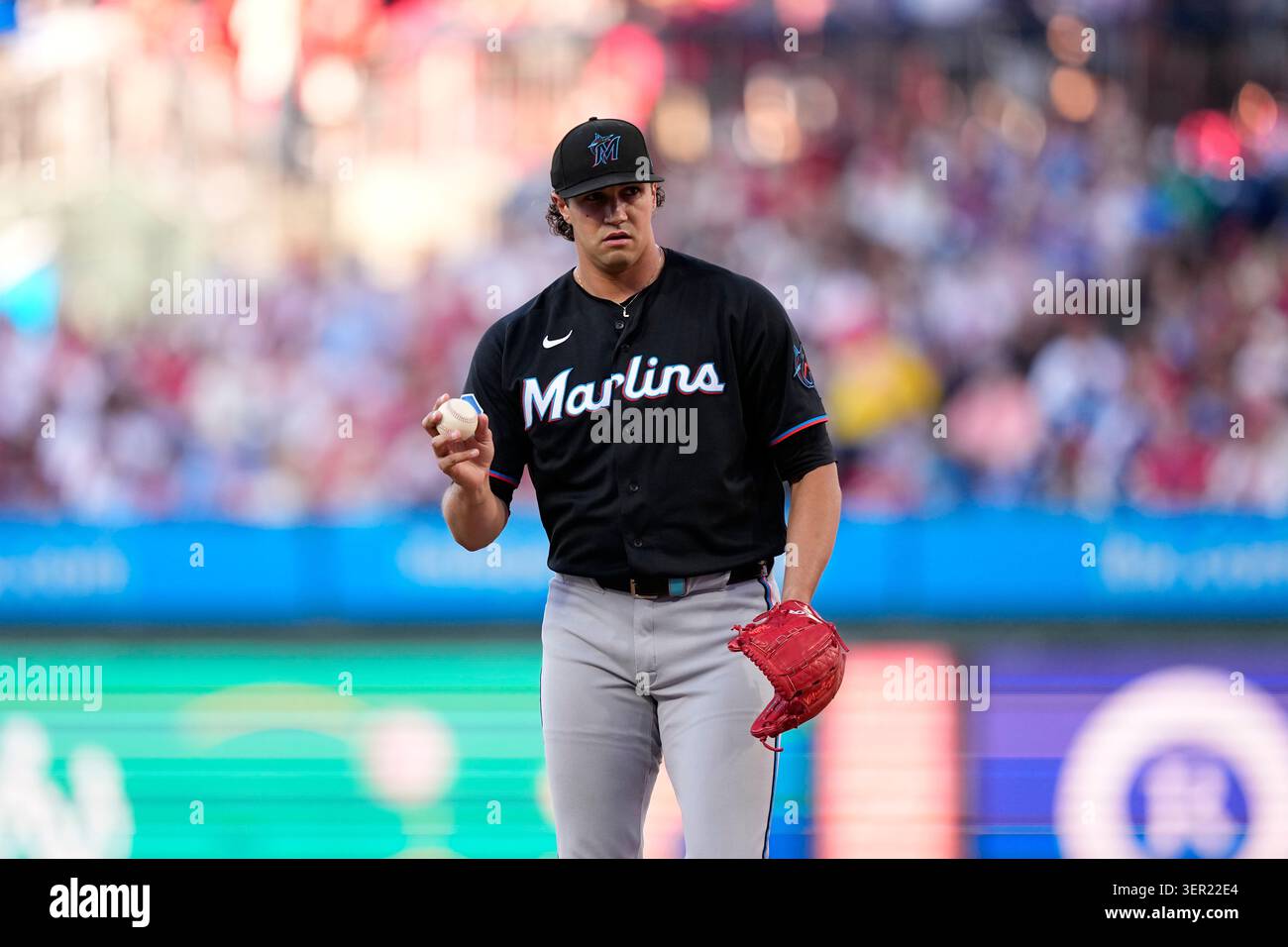 Miami Marlins' Tyler Phillips plays during a baseball game Tuesday ...
