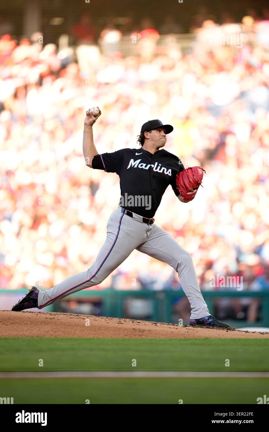 Miami Marlins' Tyler Phillips plays during a baseball game Tuesday ...