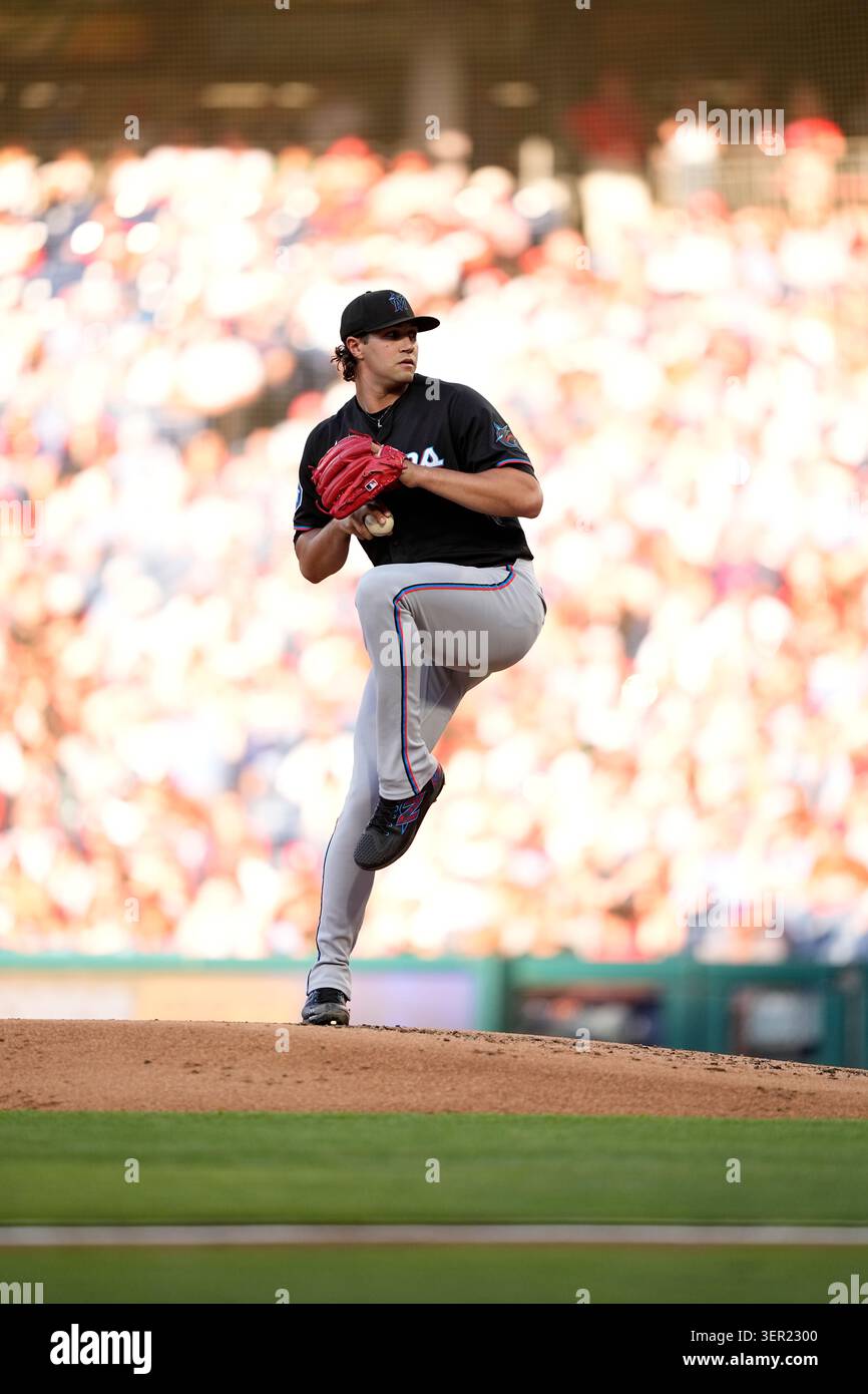 Miami Marlins' Tyler Phillips plays during a baseball game Tuesday ...