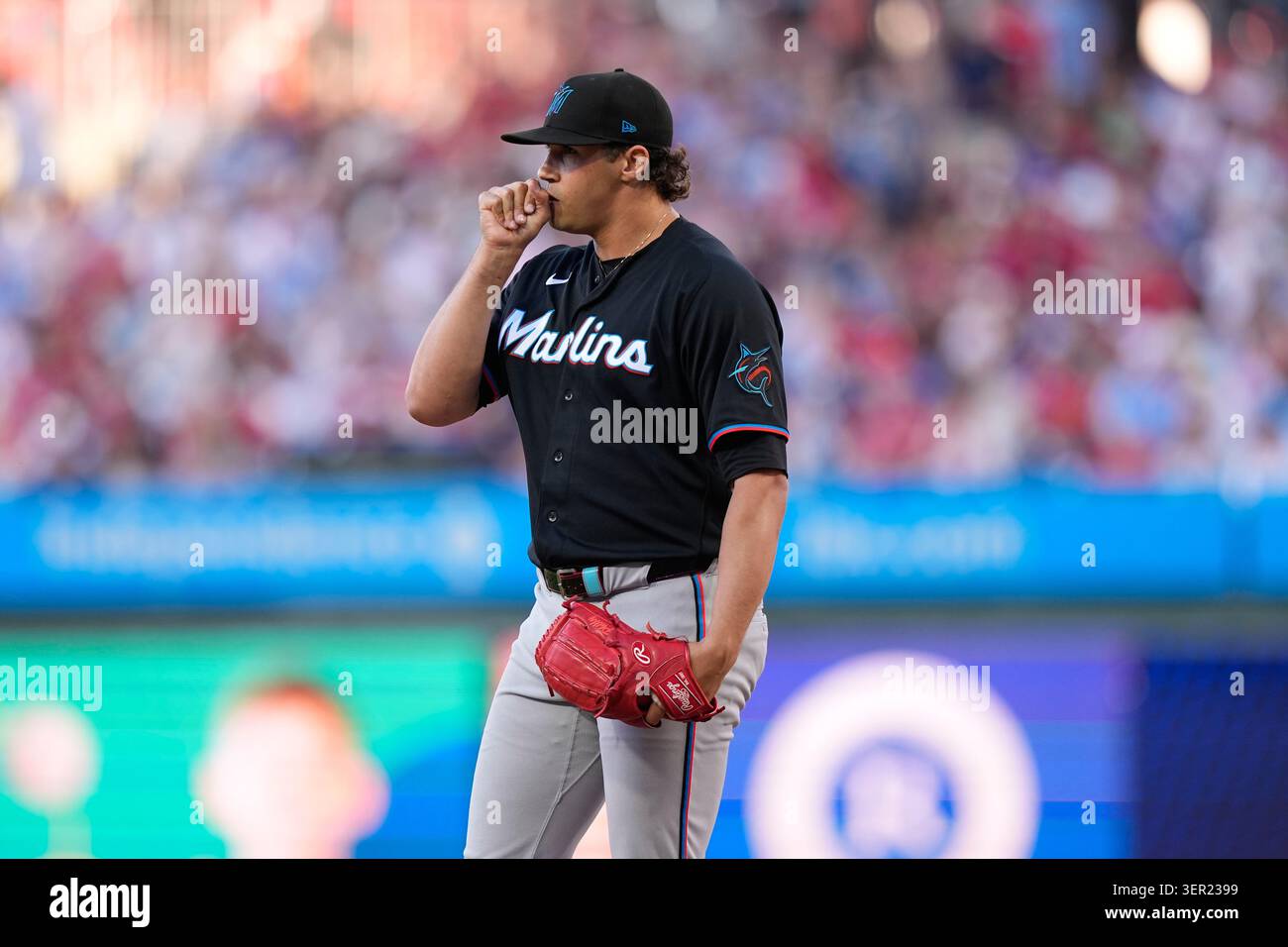 Miami Marlins' Tyler Phillips plays during a baseball game Tuesday ...