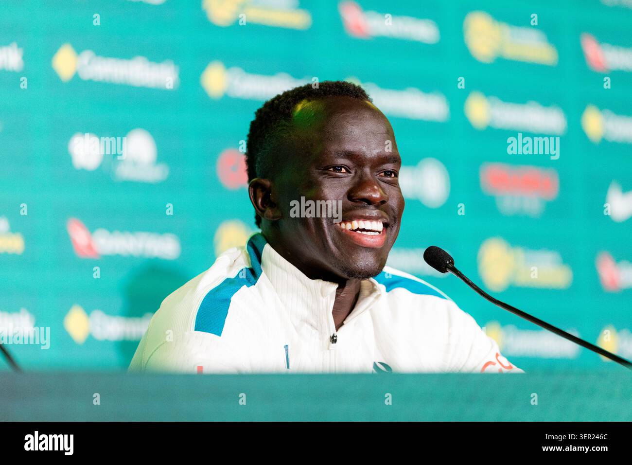 Socceroos player Awer Mabil seen during a press conference at the ...