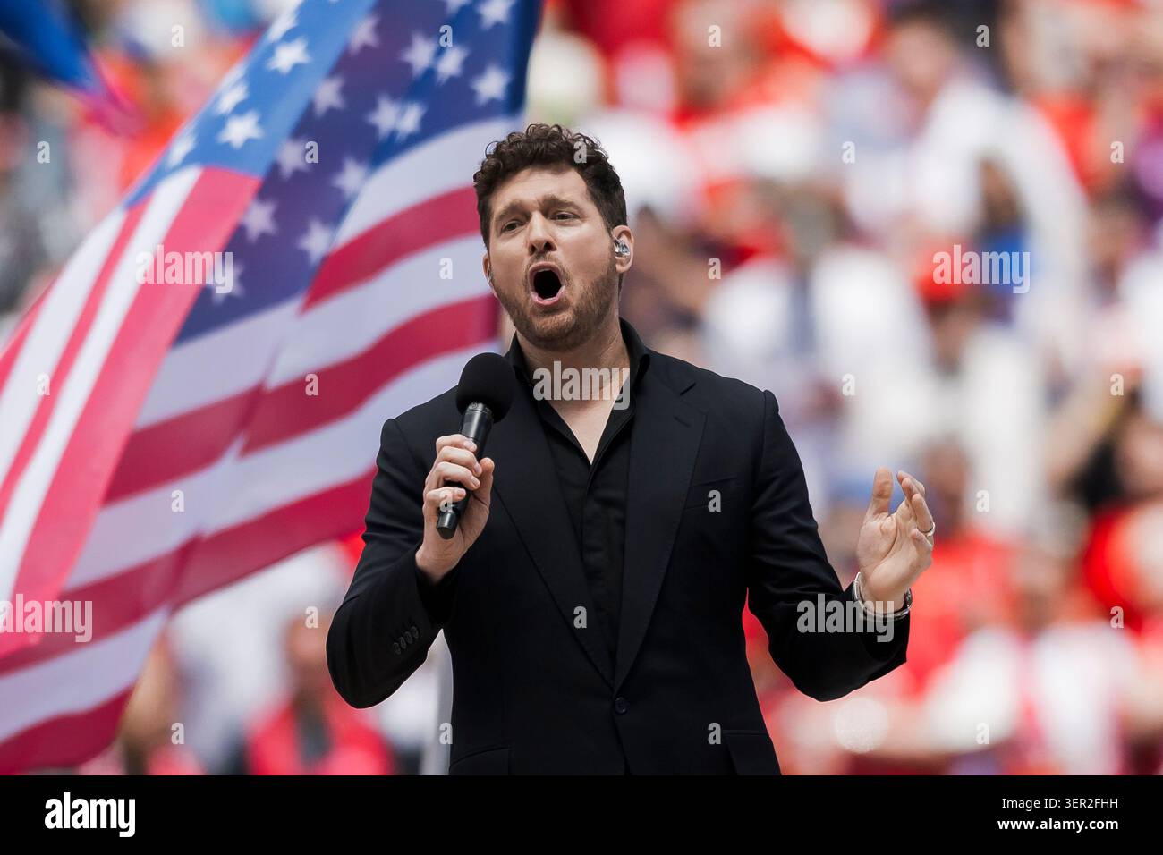 Michael Buble, Canadian singer, performs prior to the FIFA World Cup ...